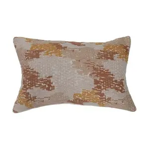 STORIED HOME Woven Cotton Blend Jacquard Lumbar Pillow - Cream