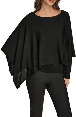 Donna Karan New York Cape Overlay Sweater - Black