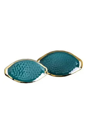 STONE + LAIN Florian Porcelain 2-piece Serving Plate Set - Green