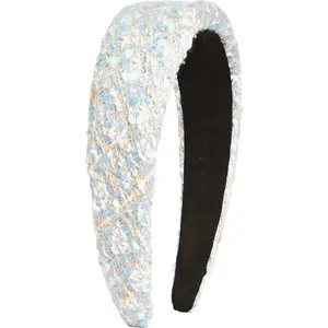 Tasha Padded Metallic Tweed Headband - Baby Blue