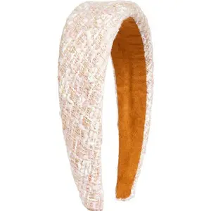 Tasha Padded Metallic Tweed Headband - Pink