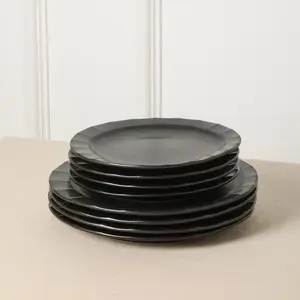 STONE + LAIN Oasis Stoneware 12-piece Dinnerware Set - Black