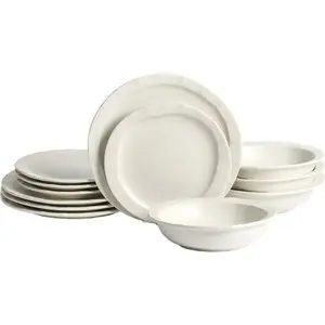 STONE + LAIN Oasis Stoneware 12-piece Dinnerware Set - White