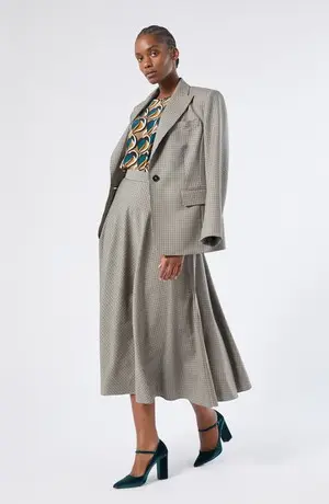 Marina Rinaldi Caliga Plaid Wool Blazer