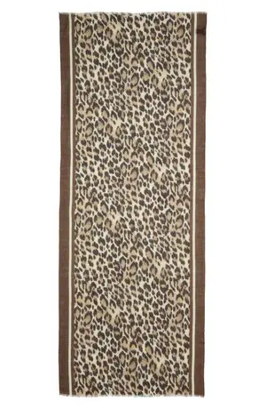 Echo Leopard Spot Wool Blend Fringe Scarf