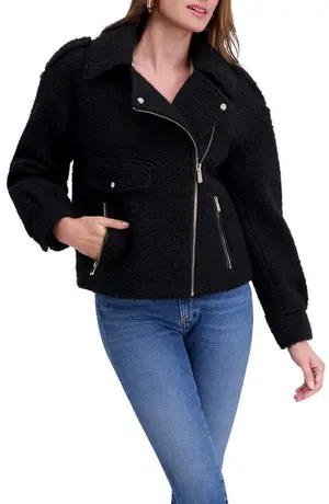 Kensie Bouclé Moto Jacket