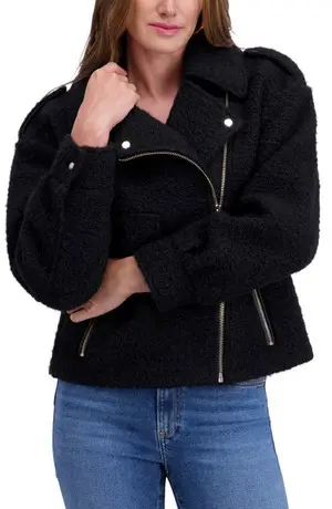 Kensie Bouclé Moto Jacket