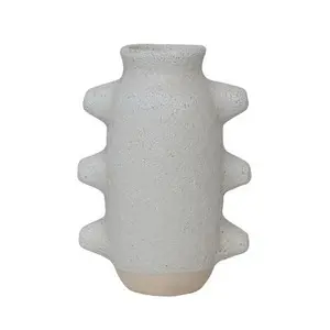 STORIED HOME Abstract Stoneware Vase - White