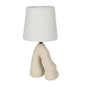 STORIED HOME Ceramic Table Lamp With Volcano Finish - White