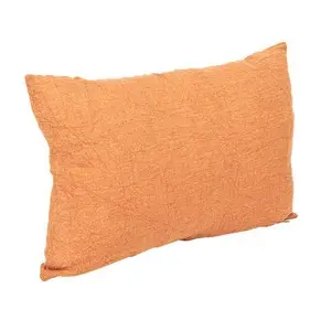 STORIED HOME 24 Inches Stonewashed Linen Lumbar Pillow - Orange