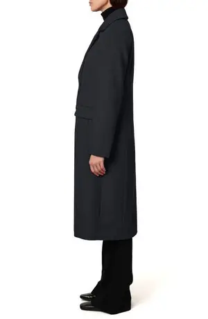 Bernardo Structured Wool Blend Coat - Navy