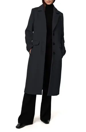Bernardo Structured Wool Blend Coat - Navy