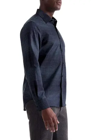 Bugatchi Julian Shaped Fit Gradient Check Cotton & Cashmere Button-up Shirt