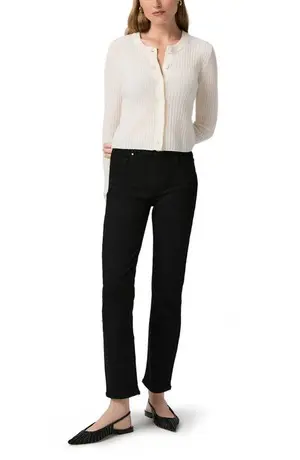 Paige Cindy High-waist Straight-leg Ankle Jeans - Black Shadow