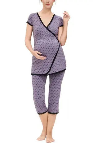 KIMI + KAI Luna Maternity Nursing 2-piece Pajama Set - Gray