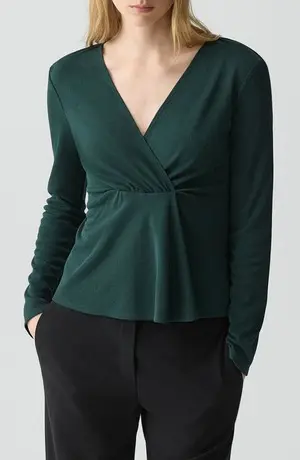 Theory Gathered Neck Knit Top - Viridian