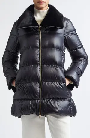 Herno Faux Fur-lined Water Repellent Quilted Down Jacket - Black
