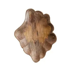 STORIED HOME Hand-carved Mango Wood Scalloped Platter For Serving - Natural
