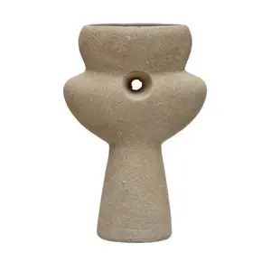 STORIED HOME Terra-cotta Sculptural Vase - Grey