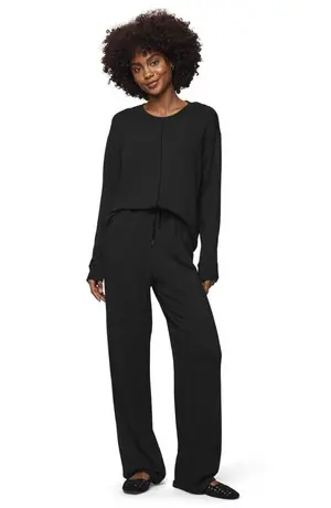 Splendid Supersoft Trim Wide Leg Pants - Black