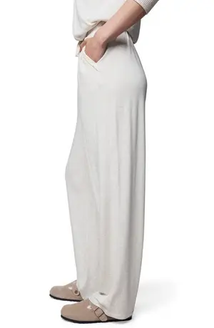Splendid Supersoft Trim Wide Leg Pants - Pale Oak White Heather
