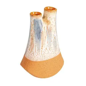 STORIED HOME Chromatic Harmony Stoneware Vase With 2 Openings - Multicolor