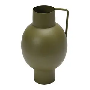 STORIED HOME Textured Metal Vase With Handle - Celadon