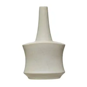 STORIED HOME Stoneware Vase With Reactive Glaze - White