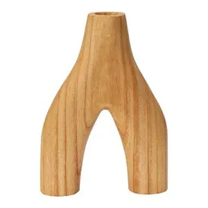STORIED HOME Decorative Arched Wood Vase - Natural