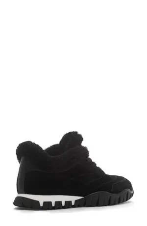 275 CENTRAL Genuine Shearling Lined Suede Sneakers - Black