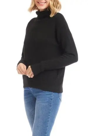 Karen Kane Funnel Neck Pullover Sweater - Black