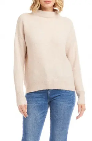 Karen Kane Funnel Neck Pullover Sweater Sand