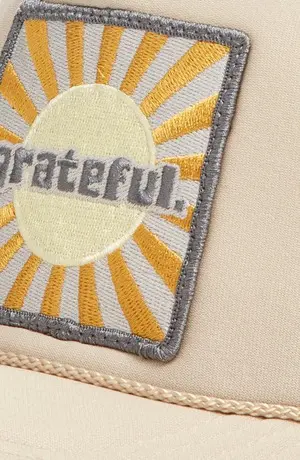 FRIDAY FEELIN’ Grateful Patch Trucker Hat - Tan