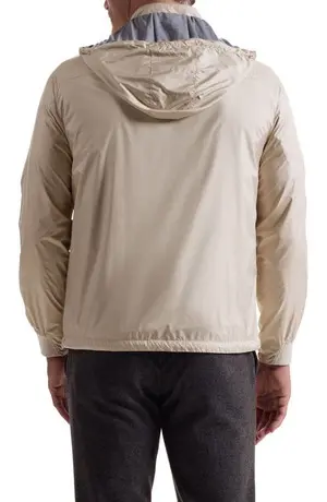 Bugatchi Water Repellent Windbreaker With Removable Hood - Limestone