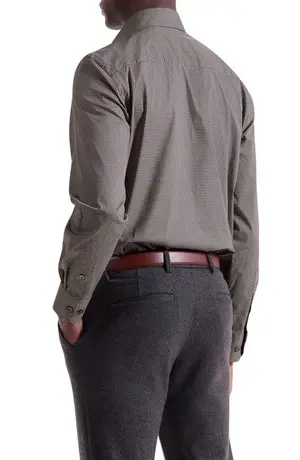 Bugatchi Alvin Trim Fit Dot Print Stretch Cotton Button-up Shirt - Sienna