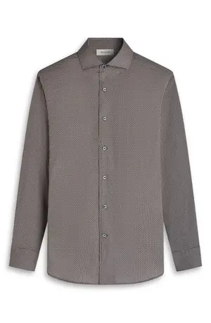 Bugatchi Alvin Trim Fit Dot Print Stretch Cotton Button-up Shirt - Sienna