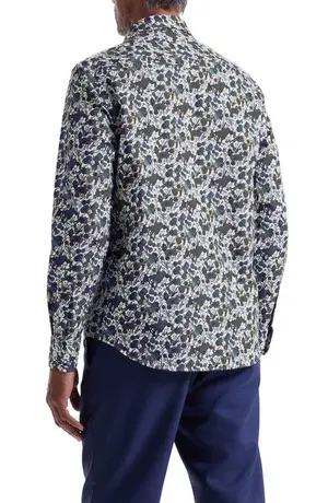 Bugatchi Julian Shaped Fit Orchestra Print Cotton Button-up Shirt - Truffle