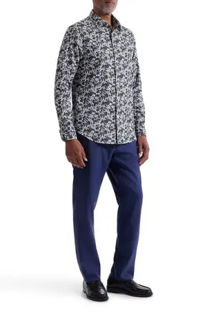 Bugatchi Julian Shaped Fit Orchestra Print Cotton Button-up Shirt - Truffle