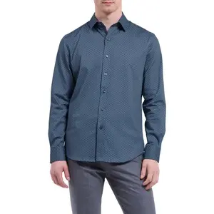 Bugatchi Julian Shaped Fit Shell Print Stretch Cotton Button-up Shirt