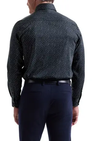 Bugatchi Alvin Trim Fit Leaf Print Stretch Cotton Button-up Shirt - Navy