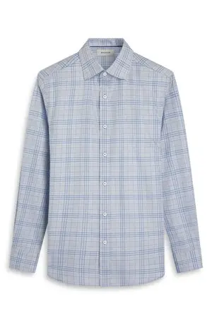 Bugatchi Axel Trim Fit Plaid Cotton Button-up Shirt - Sky