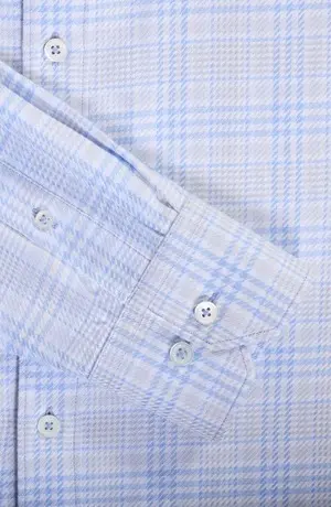 Bugatchi Axel Trim Fit Plaid Cotton Button-up Shirt - Sky