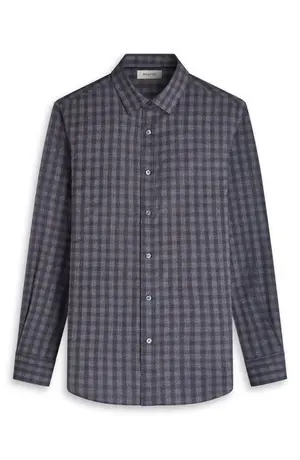 Bugatchi Julian Shaped Fit Check Cotton Button-up Shirt - Amethyst