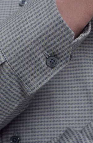 Bugatchi Alvin Trim Fit Micro Houndstooth Brushed Cotton Button-up Shirt - Cement