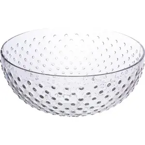 STORIED HOME Round Glass Hobnail Serving Bowl - Clear