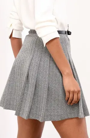 LIPSY Herringbone Pleated Miniskirt