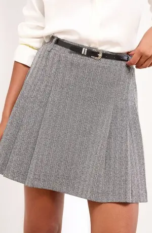 LIPSY Herringbone Pleated Miniskirt