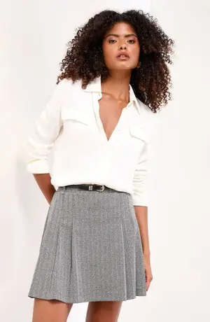 LIPSY Herringbone Pleated Miniskirt