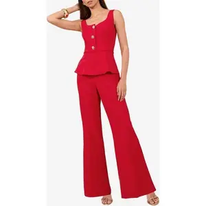 LIPSY Sleeveless Peplum Wide Leg Jumpsuit - Red