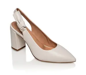 JOAN OLOFF SHOES Daphne Leather Slingback Pumps - Off White